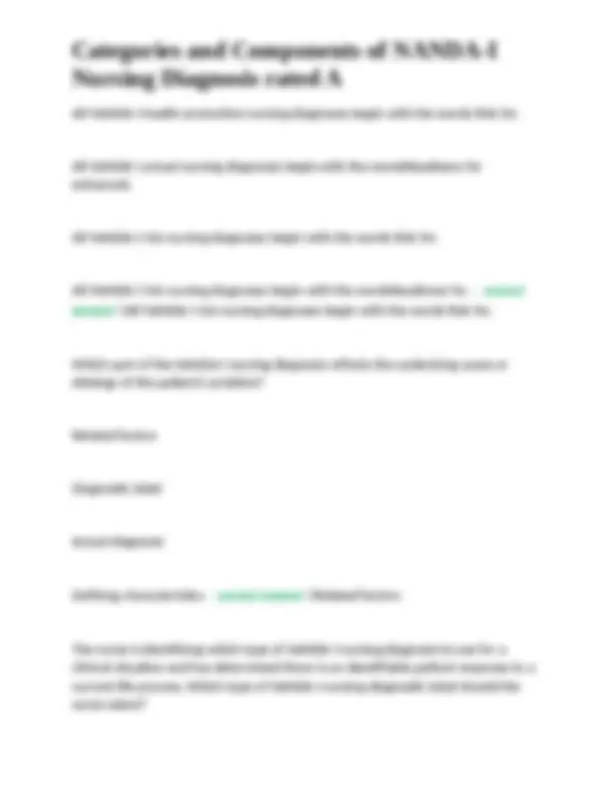 Categories and Components of NANDA-I Nursing Diagnosis rated A | Exams ...
