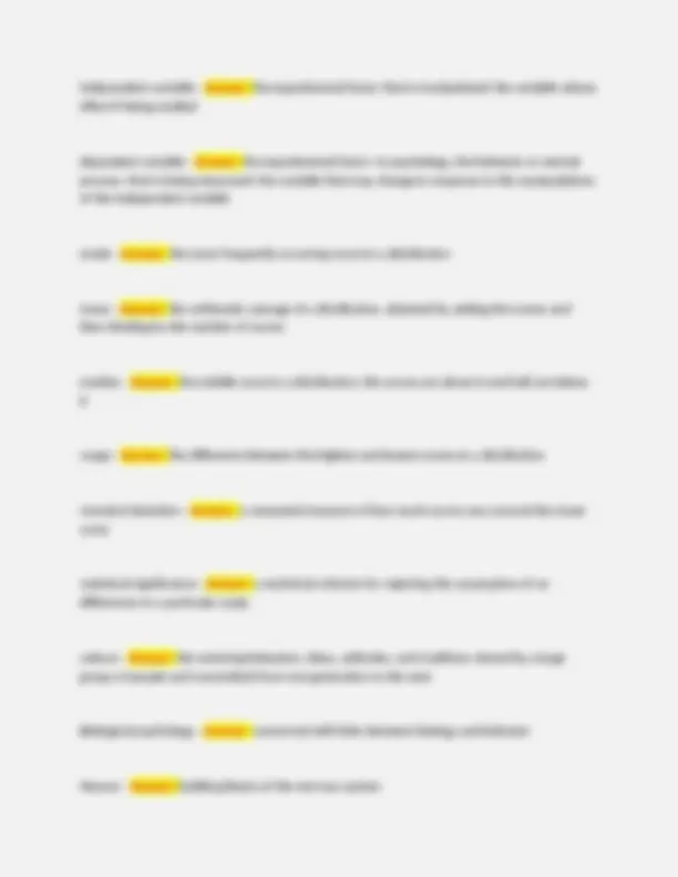 AP Psychology Key Terms and Definitions | Exams Nursing | Docsity