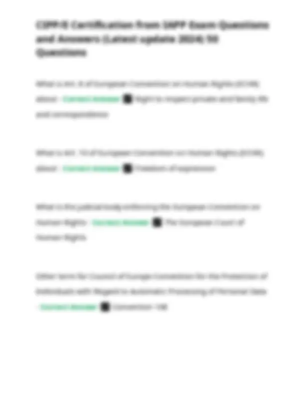 CIPP E Certification from IAPP Exam Questions and Answers (Latest ...