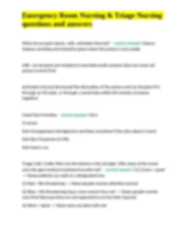 Emergency Room Nursing & Triage Nursing questions and answers | Exams ...