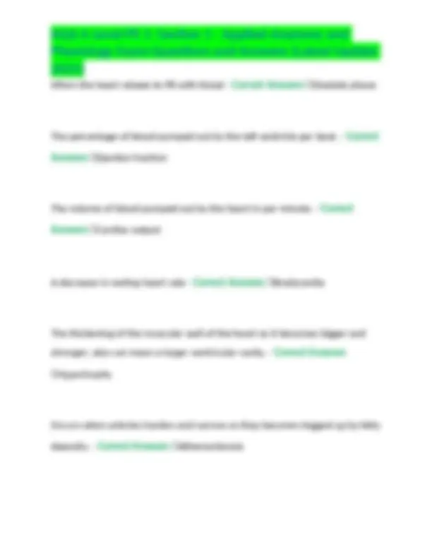 A Level PE Anatomy and Physiology Exam Q&A | Exams Nursing | Docsity