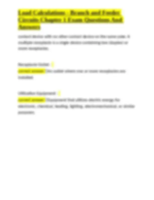 Load Calculations - Branch and Feeder Circuits Chapter 1 Exam Questions And Answers | Exams ...