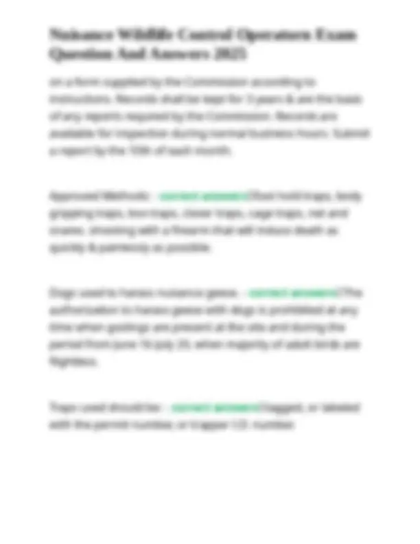 Nuisance Wildlife Control Operator Exam Prep: Q&A 2025 | Exams Nursing ...