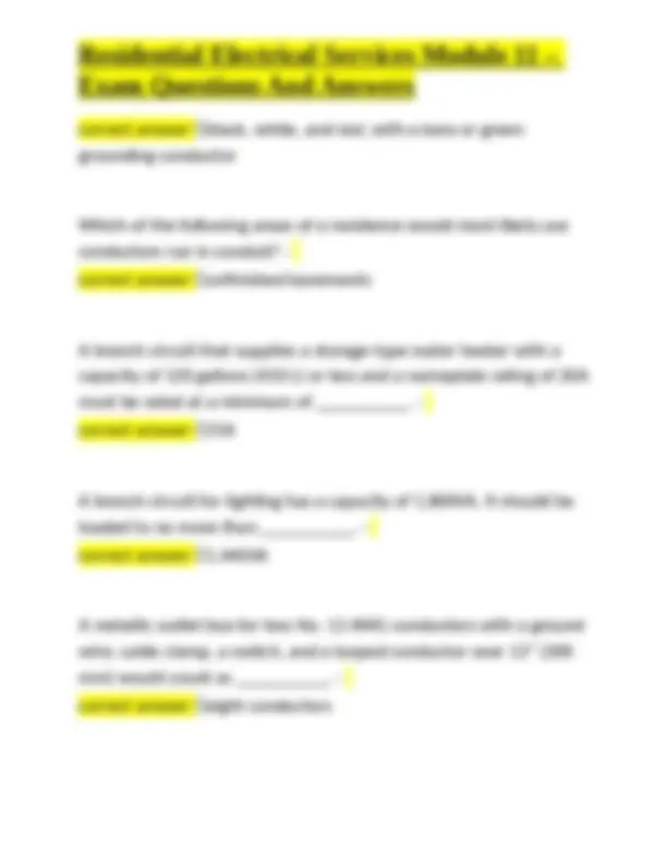 Residential Electrical Services Exam Questions and Answers | Exams ...