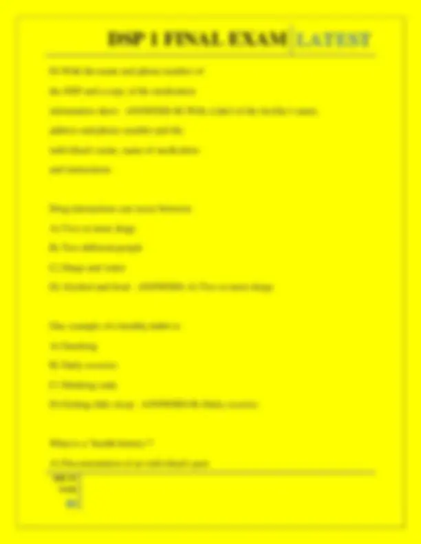 DSP 1 Final Exam: Latest Questions and Answers for Direct Support ...