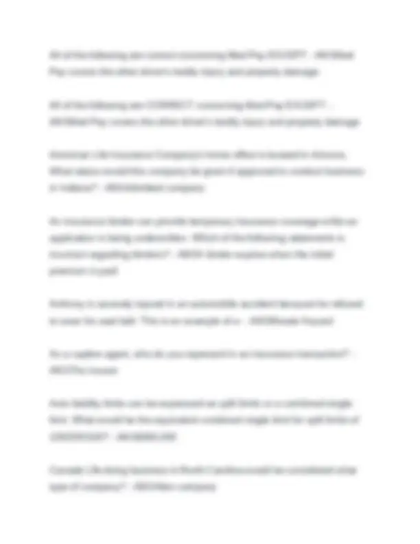 Alabama Insurance Personal Lines Exam 2025. Questions & Correct Answers ...