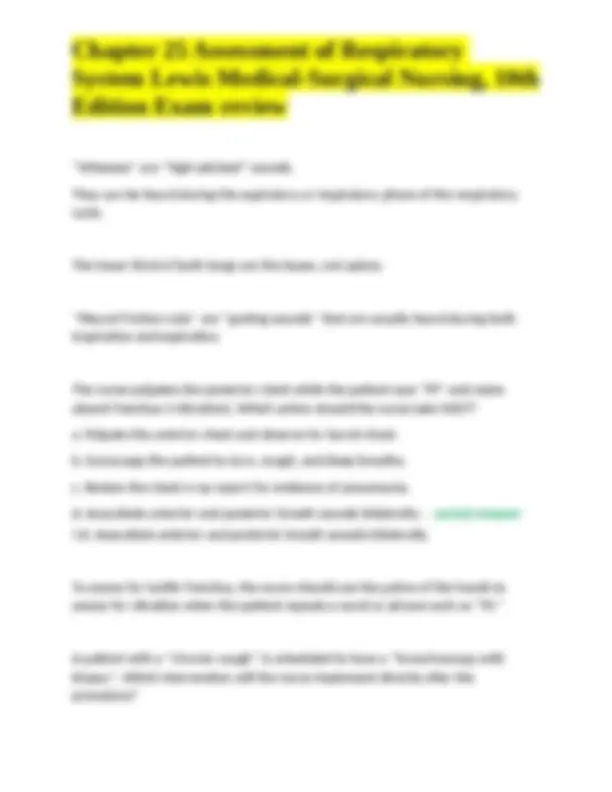 Chapter 25 Assessment of Respiratory System Lewis Medical-Surgical Nursing, 10th Edition E ...