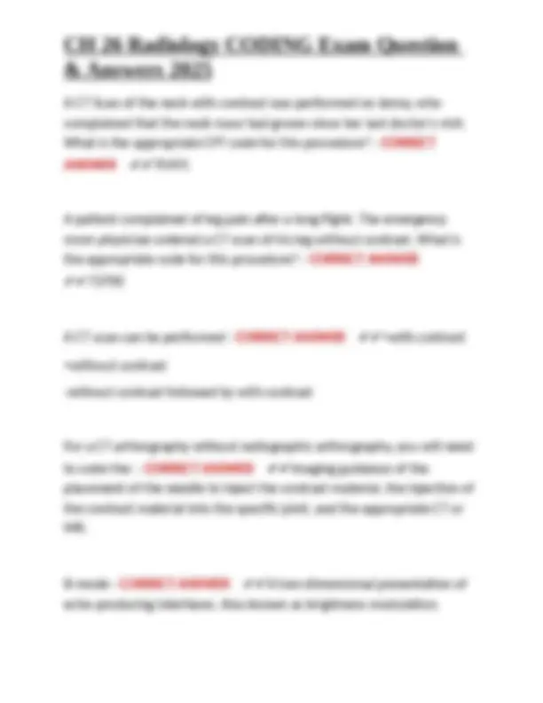 CH 26 Radiology CODING Exam Question & Answers 2025 | Exams Nursing ...