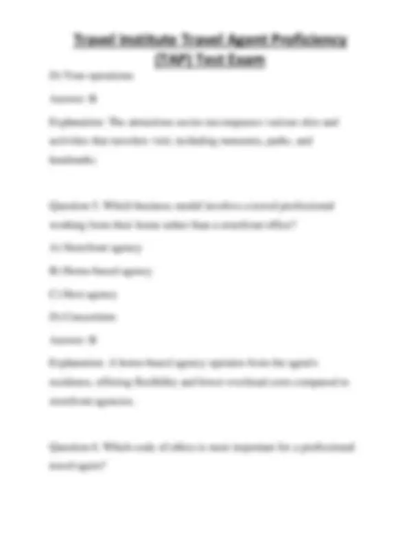 Travel Institute Travel Agent Proficiency (TAP) Test Exam | Exams ...