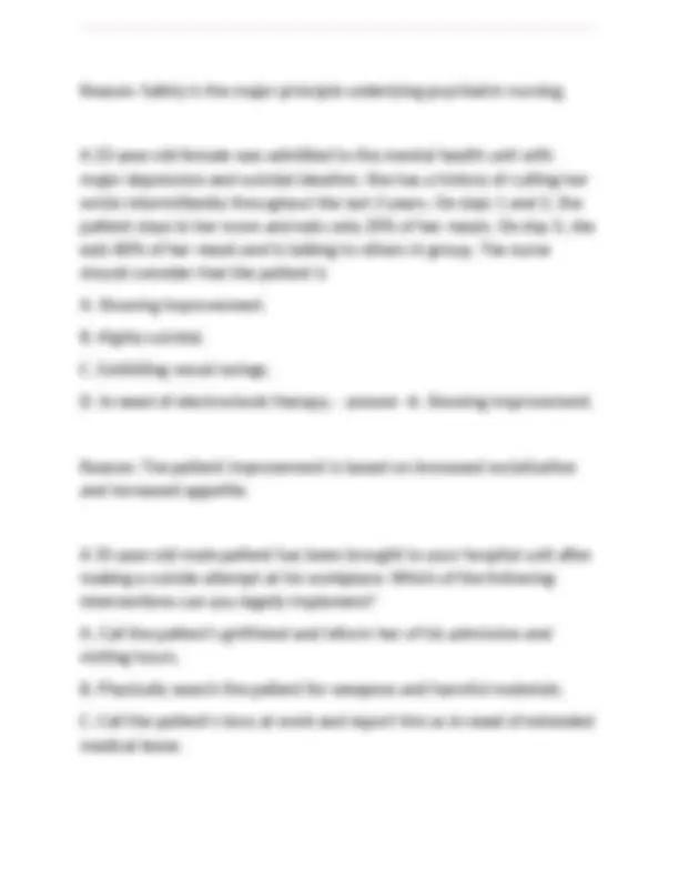 Psychiatric Mental Health Nursing NCLEX Review Questions Set 1 ...