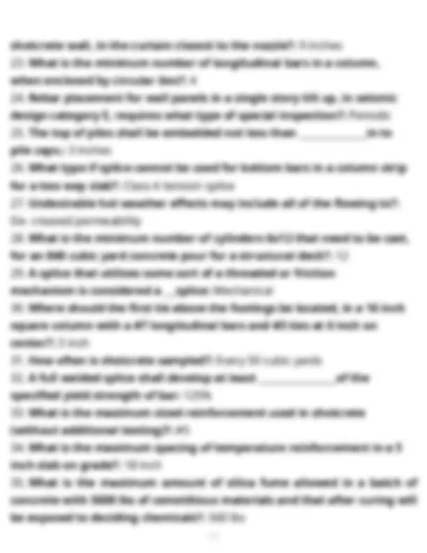 Concrete Reinforcement Code Test revision quiz detailed accurate ...