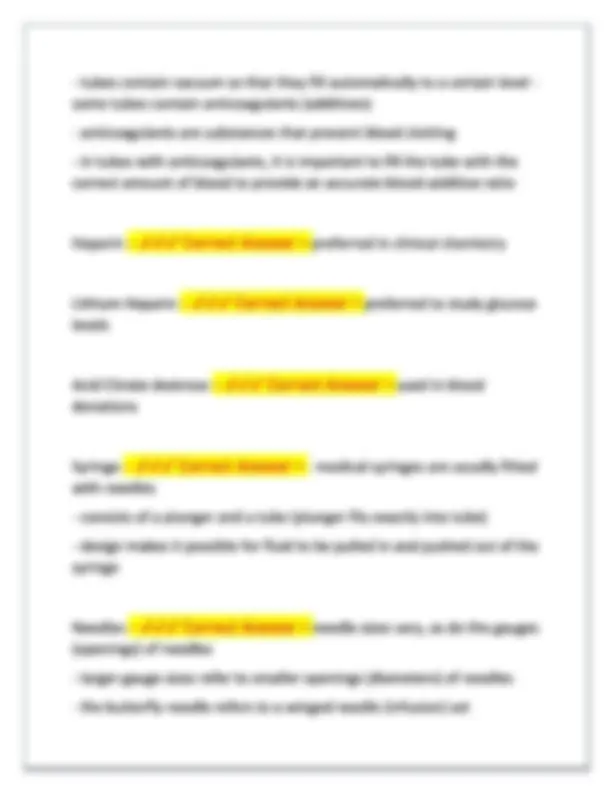 MedCa Phlebotomy Certification Exam questions with correct answers ...