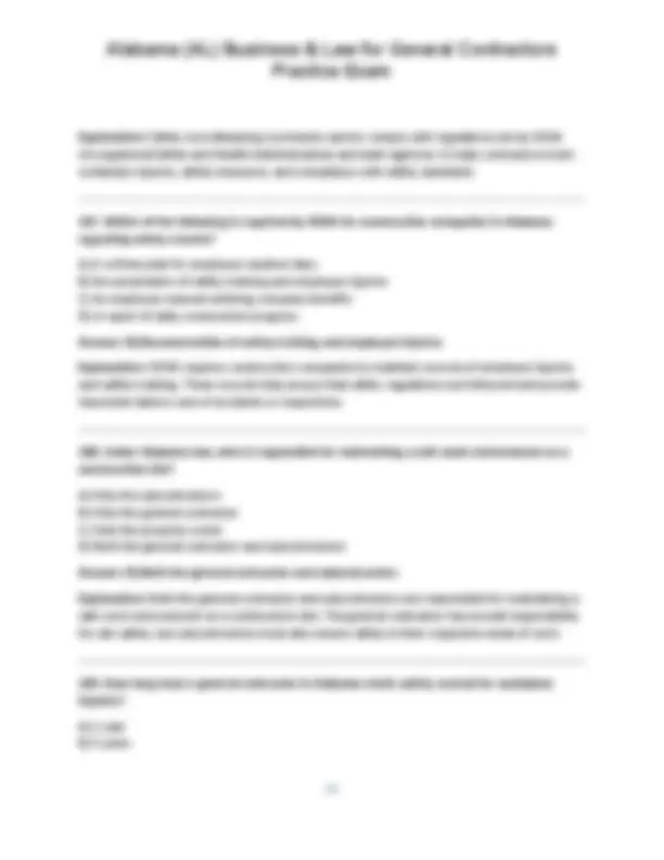 Alabama (AL) Business & Law for General Contractors Practice Exam ...