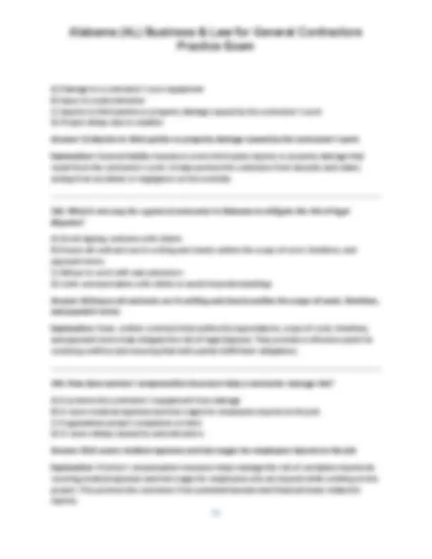 Alabama (AL) Business & Law for General Contractors Practice Exam ...