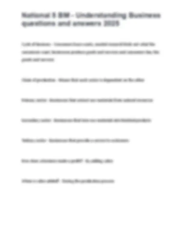 National 5 BM - Understanding Business questions and answers 2025 ...