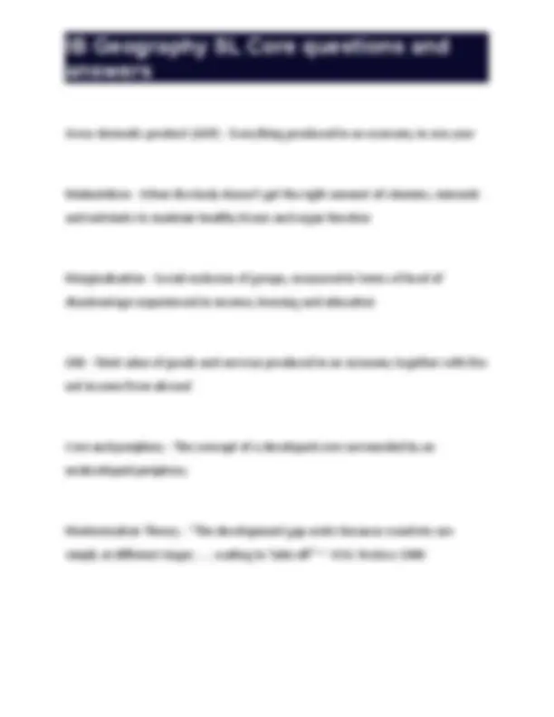 IB Geography SL Core questions and answers | Exams Geography | Docsity