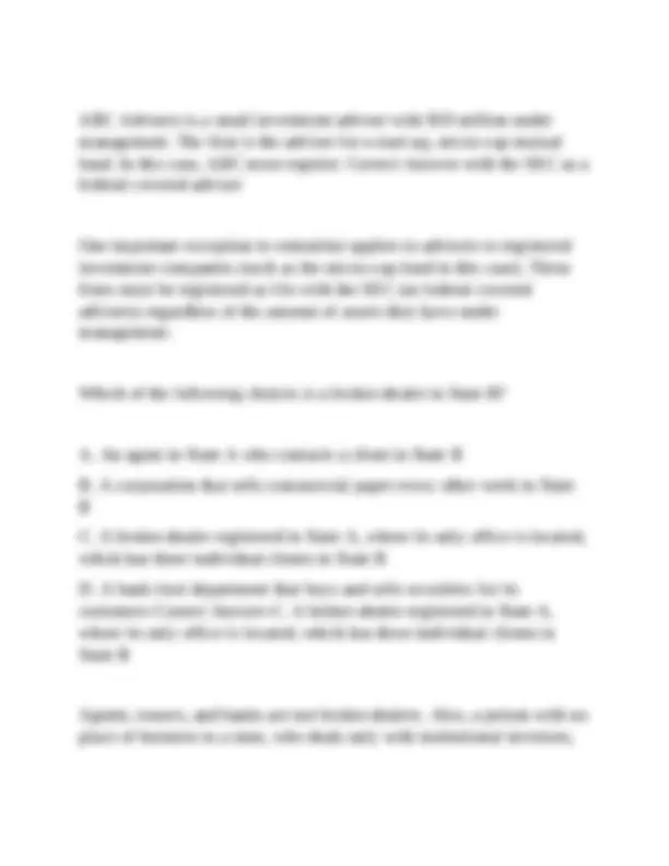 Series 63 Exam Practice Questions and Answers: Securities Regulations ...