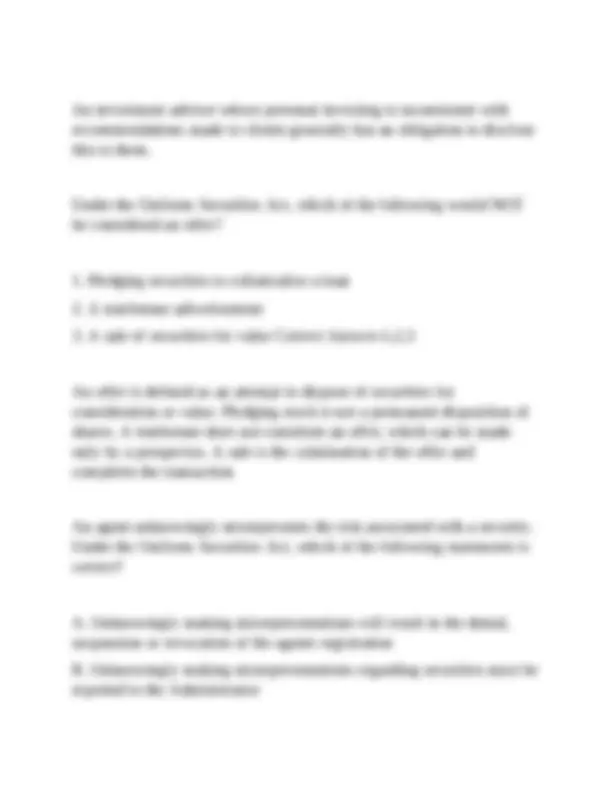 Series 63 Exam Practice Questions and Answers: Securities Regulations ...
