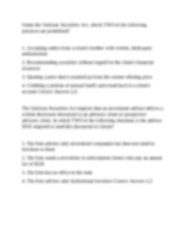 Series 63 Exam Practice Questions and Answers: Securities Regulations ...