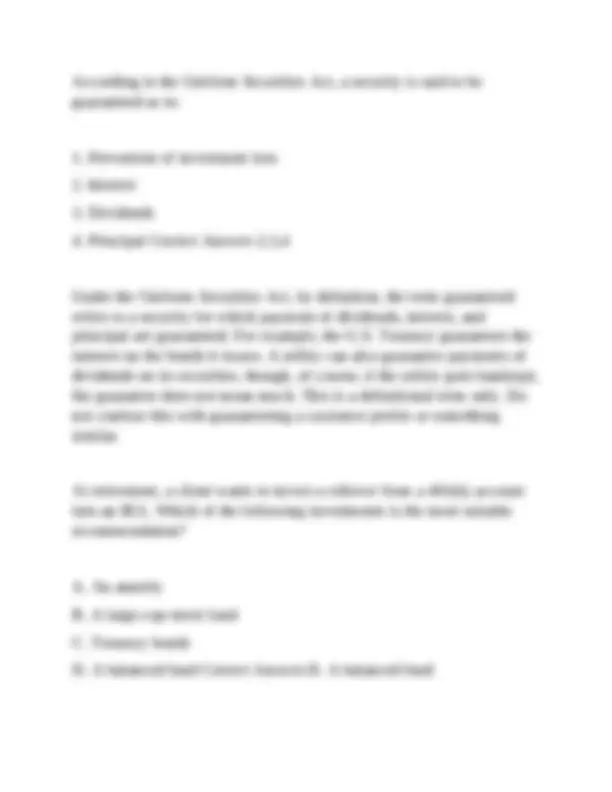 Series 63 Exam Practice Questions and Answers: Securities Regulations ...