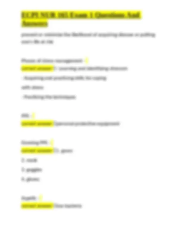 ECPI NUR 165 Exam 1: Key Nursing Concepts Q&A | Exams Nursing | Docsity