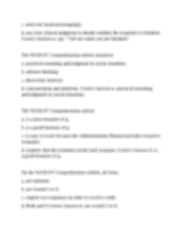 WAIS-IV Questions with Correct Answers | Exams Advanced Education | Docsity