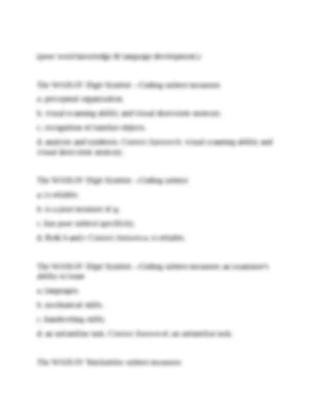 WAIS-IV Questions with Correct Answers | Exams Advanced Education | Docsity