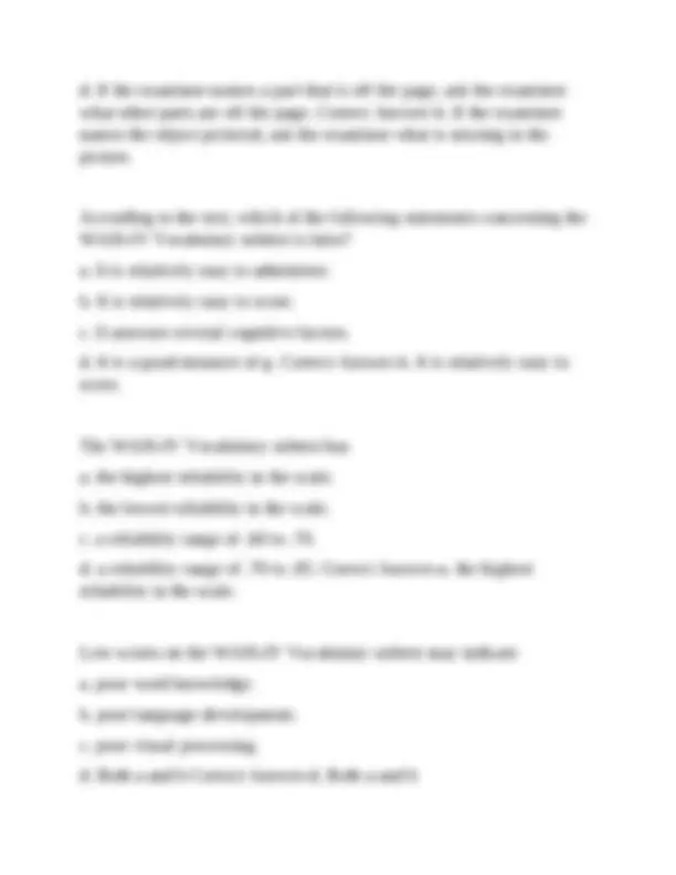 WAIS-IV Questions with Correct Answers | Exams Advanced Education | Docsity