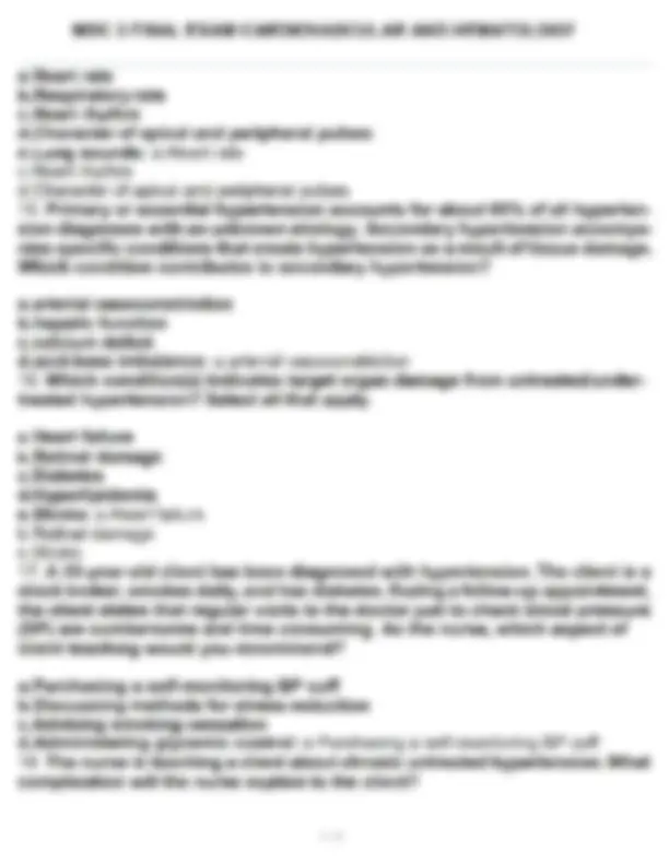 2023 NUR 2502 MDC 3 FINAL EXAM - CARDIOVASCULAR AND HEMATOLOGY | Exams ...