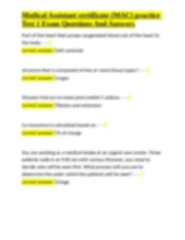 Medical Assistant certificate (MAC) practice Test 1 Exam Questions And ...