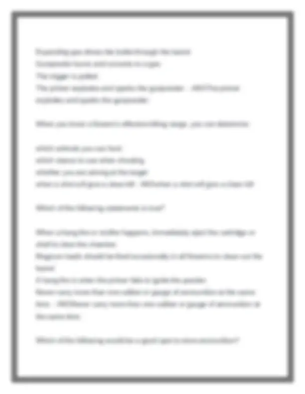 Hunter Safety - Unit 2 Quiz Questions and Verified Answers | Exams ...