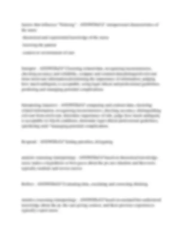 Critical Thinking in Nursing: SPICES and Tanner's Model | Exams ...