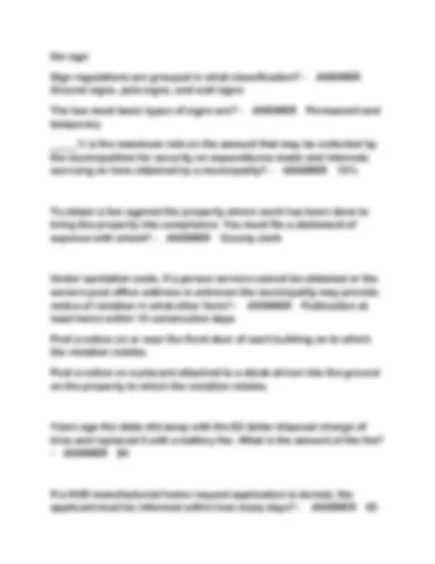 TEXAS CODE ENFORCEMENT CE STUDY GUIDE | Exams Public Policy | Docsity