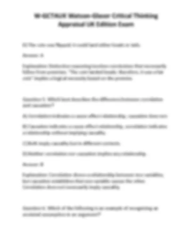 W-GCTAUK Watson-Glaser Critical Thinking Appraisal UK Edition Exam ...
