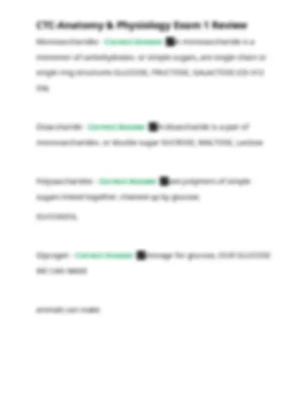 Anatomy & Physiology Exam 1 Review: Biomolecules, Cell Structures, and ...