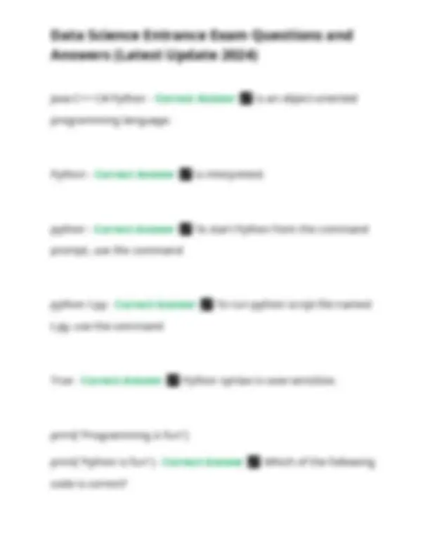 Data Science Entrance Exam Questions and Answers (Latest Update 2024 ...