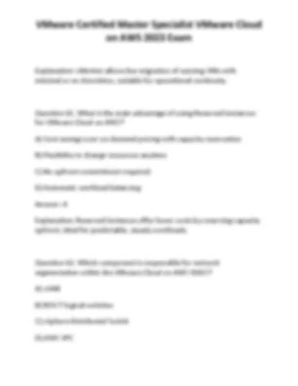 VMware Certified Master Specialist VMware Cloud on AWS 2023 Exam | Exams Technology | Docsity