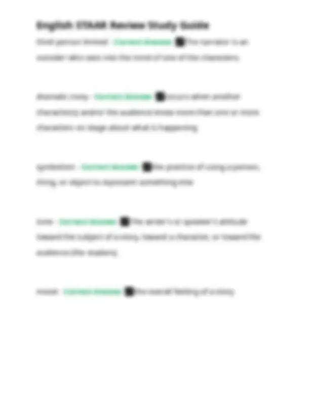 English STAAR Review Study Guide | Exams English Literature | Docsity