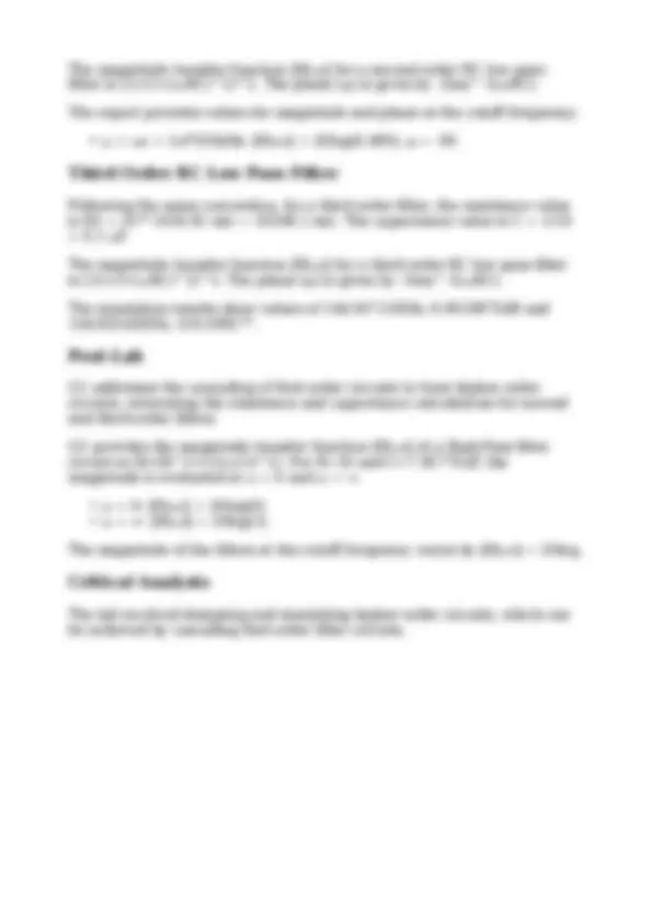 Summary, Multi-Stage Filter Circuits: Design and Analysis | Summaries Electronics | Docsity