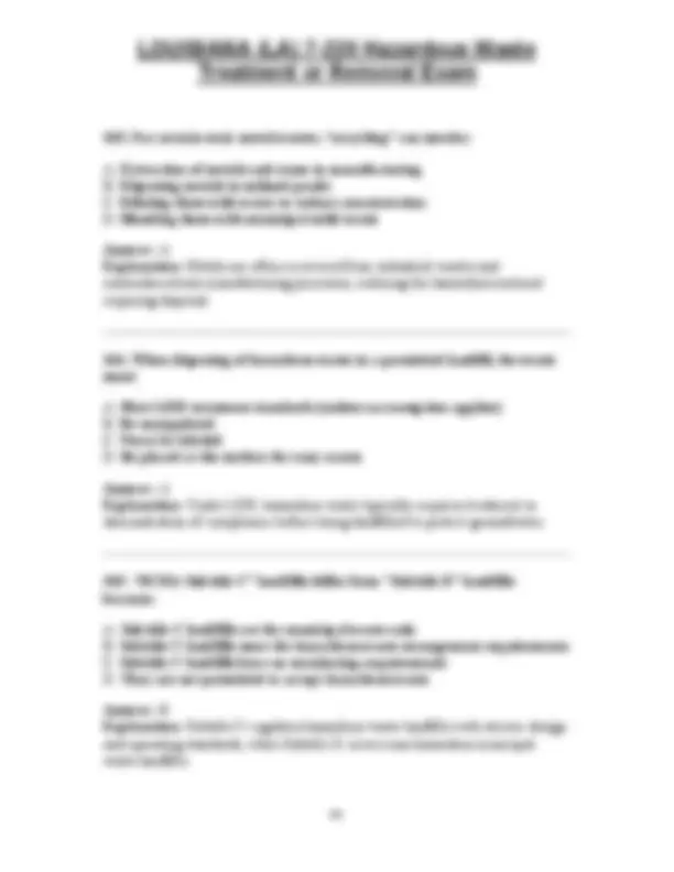 Louisiana Hazardous Waste Management Exam: Comprehensive Questions and ...