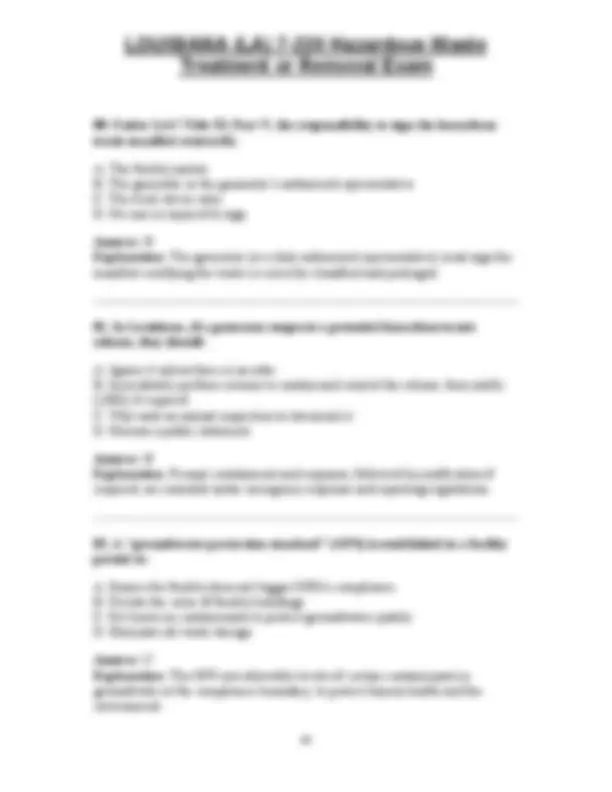 Louisiana Hazardous Waste Management Exam: Comprehensive Questions and ...