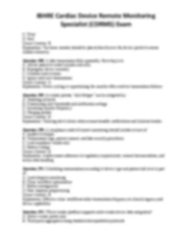 IBHRE Cardiac Device Remote Monitoring Specialist (CDRMS) Exam Study ...