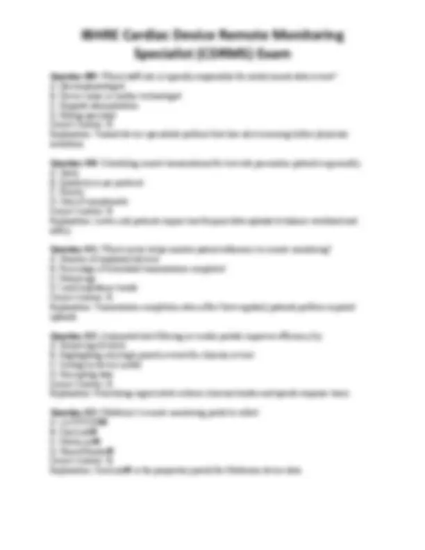 IBHRE Cardiac Device Remote Monitoring Specialist (CDRMS) Exam Study ...