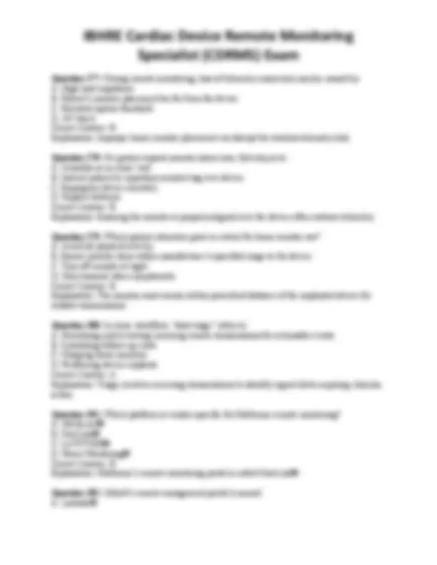 IBHRE Cardiac Device Remote Monitoring Specialist (CDRMS) Exam Study ...