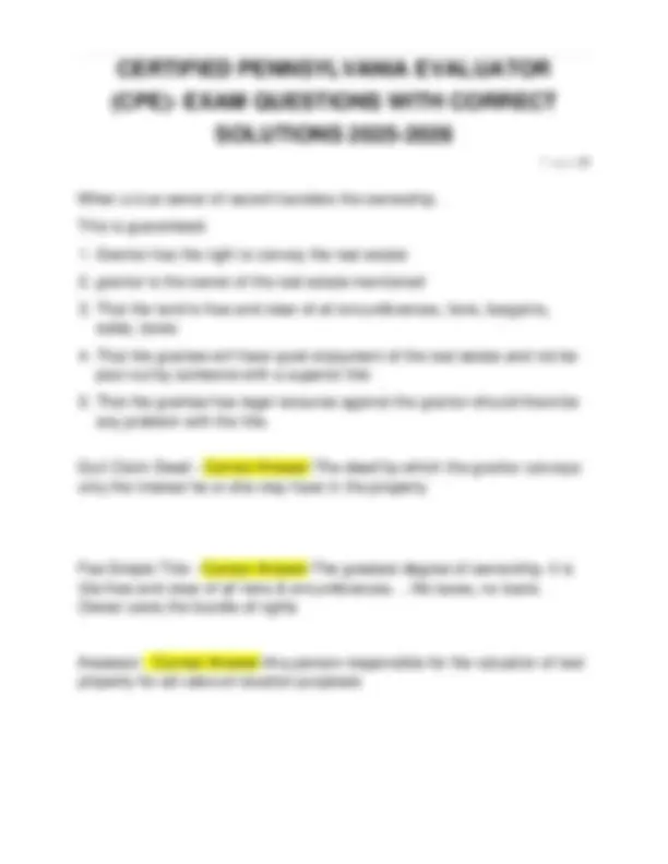 CERTIFIED PENNSYLVANIA EVALUATOR (CPE)- EXAM QUESTIONS WITH CORRECT ...