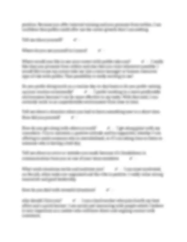 PUBLIX INTERVIEW / PUBLIX INTERVIEW | Exams Nursing | Docsity