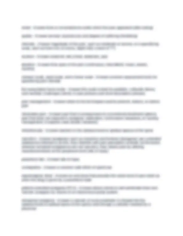 Chapter 11-Pain Management (med-surge) Exam Questions and Answers | Exams Nursing | Docsity