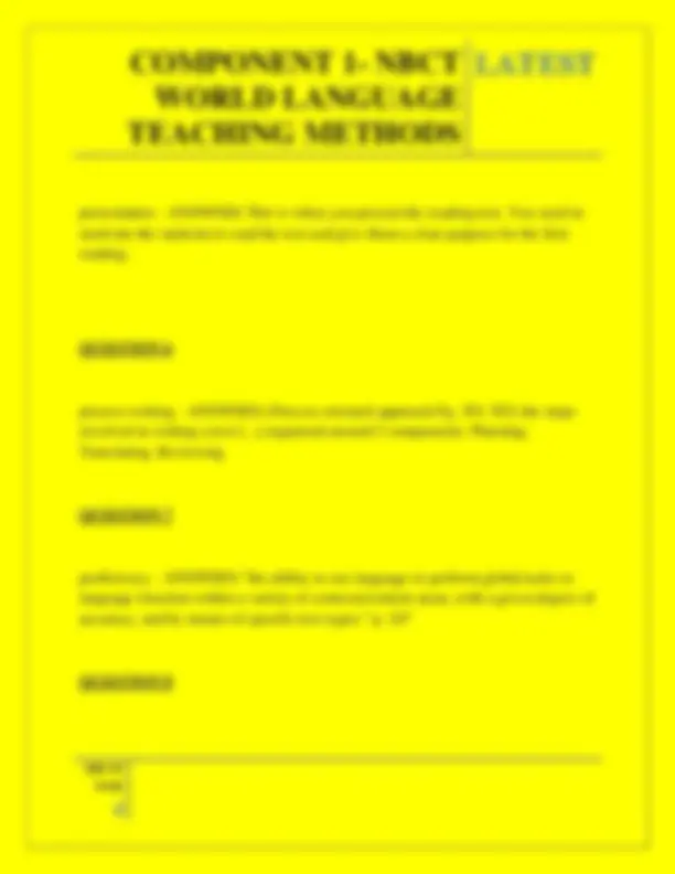 COMPONENT 1- NBCT WORLD LANGUAGE TEACHING METHODS QUESTIONS AND ANSWERS ...