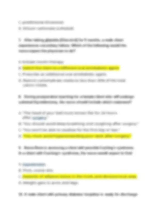 2025 NCLEX Endocrine Exam Questions With Answers | Exams Nursing | Docsity