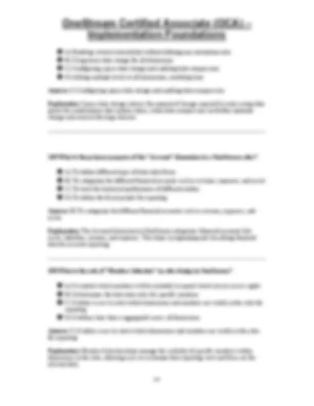 OneStream Certified Associate (OCA) – Implementation Foundations ...